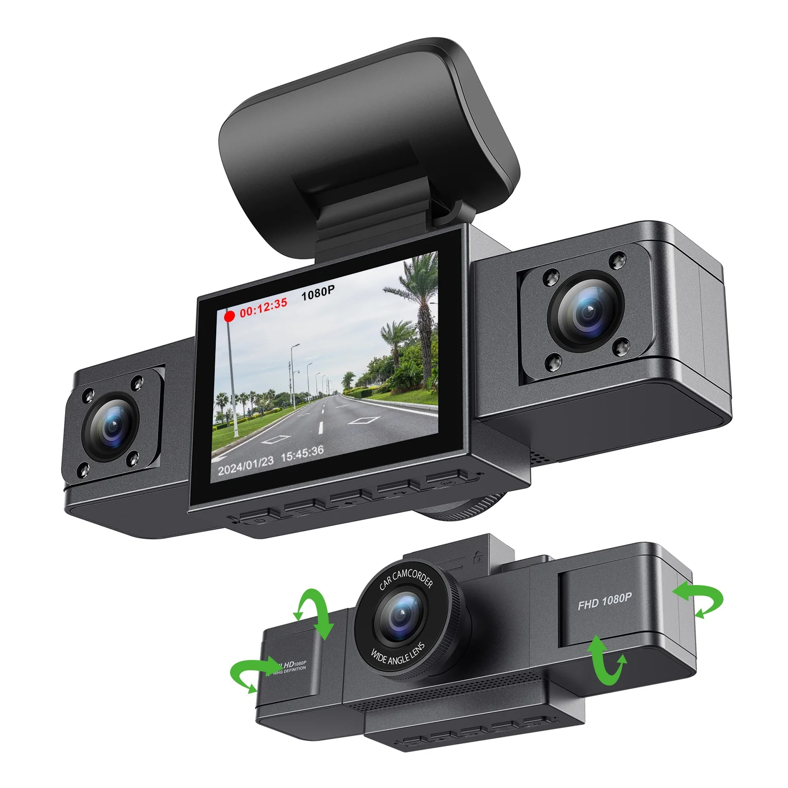Videoregistratore-Dash-Cam-a-3-canali-videocamera-per-auto-a-tre-lenti ...