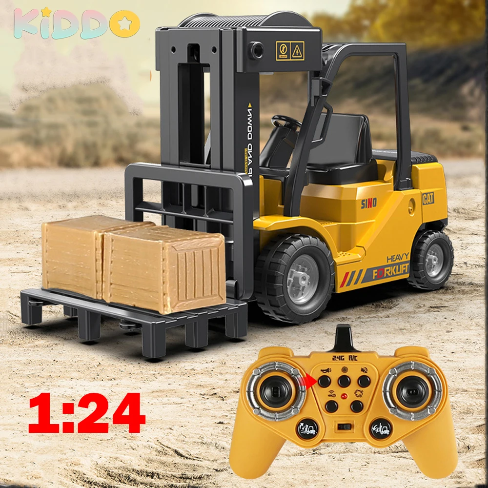 2.4G 1:24 RC Forklift Crane Remote control Forklift Spray and Sound ...