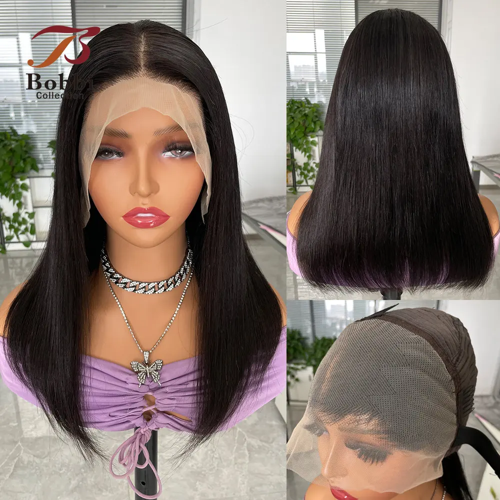 Peruca-Remy-reta-do-cabelo-humano-Bob-para-mulheres-perucas-frontais-do ...