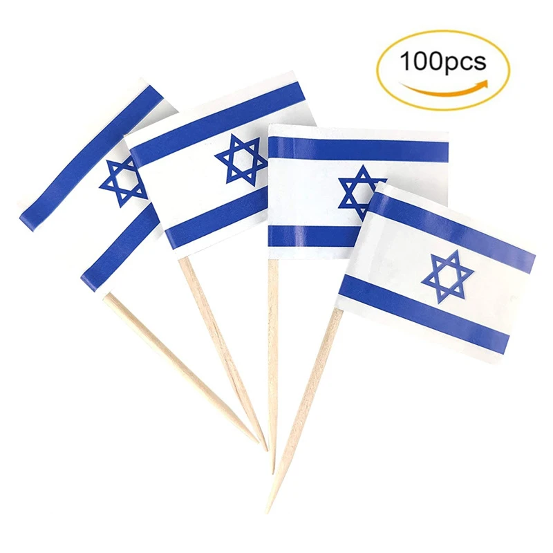 100Pcs-Set-Mini-Israel-Flag-Cupcake-Topper-Cocktail-Toothpick-Stick ...