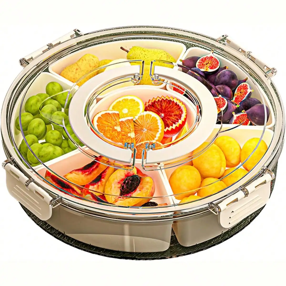 Rotatable Snack Box Portable with Lid & Handle for Kitchen Camping ...