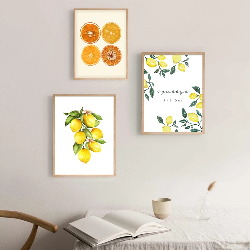 Lemon Canvas Oil Painting Prints Kitchen Wall Art Decor Lemon on the ...