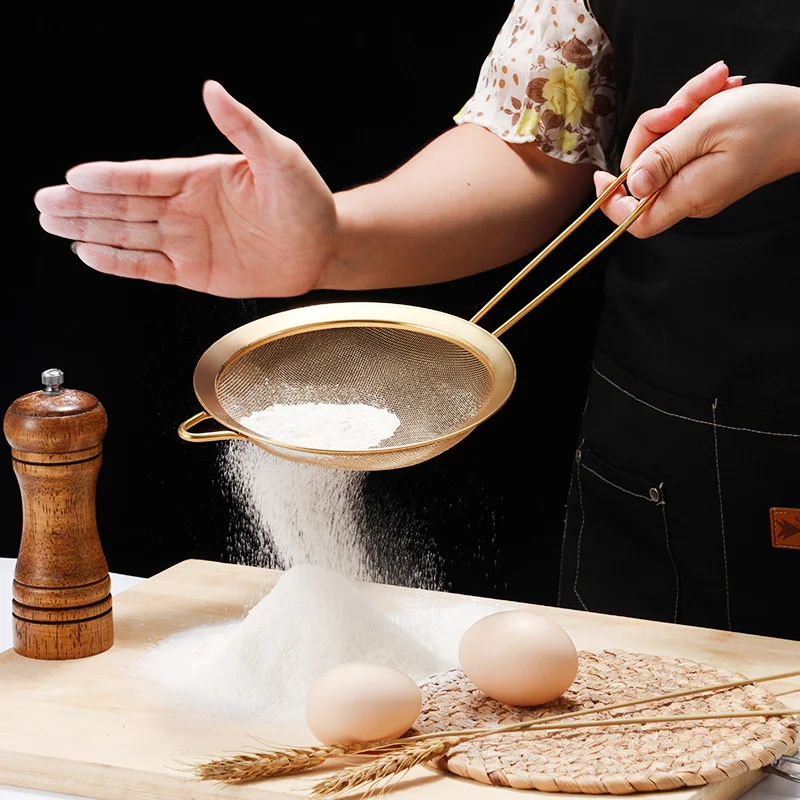 Stainless-Steel-Golden-Filter-Flour-Strainer-Soy-Milk-Leakage-Net-Oil ...