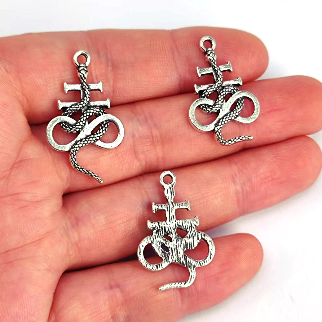 50PCS-Satanic-Symbol-Sigil-Church-SNAKE-PENDANT-CHARM-Pentagram-Satan ...