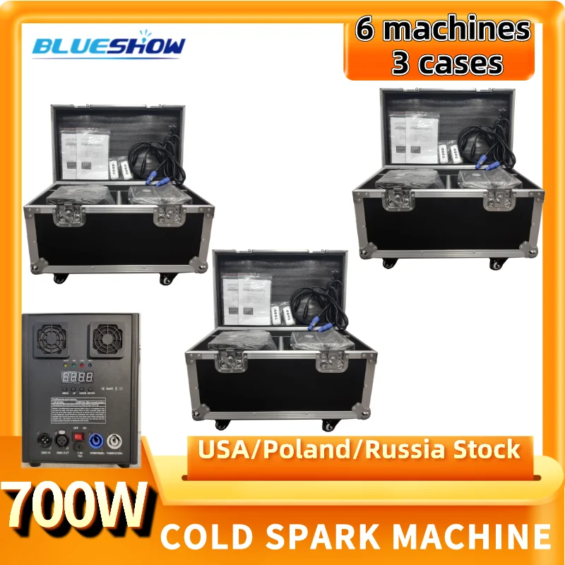 No Duty 2~6PCS Ti Power 700w Cold Spark Machine With flightcase 600W ...
