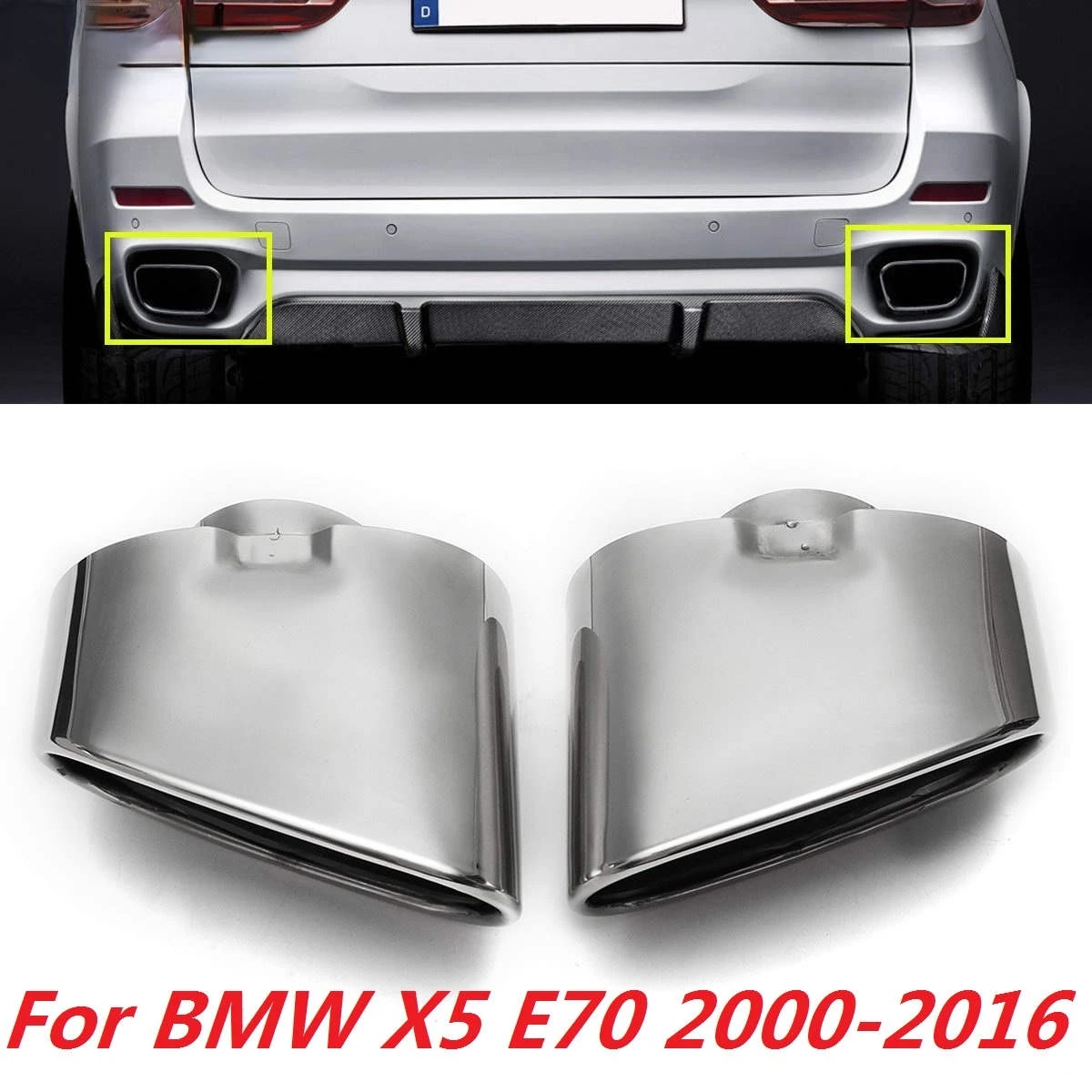 Mufflers Pair Chrome Exhaust Dual Tail Pipe Muffler Tip Stainless Steel ...