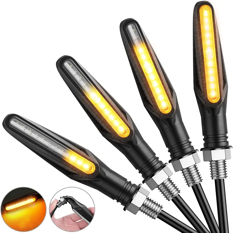 2PCS Motorcycle 12 LED Turn Signals Blinker Tail Flowing Light Water ...