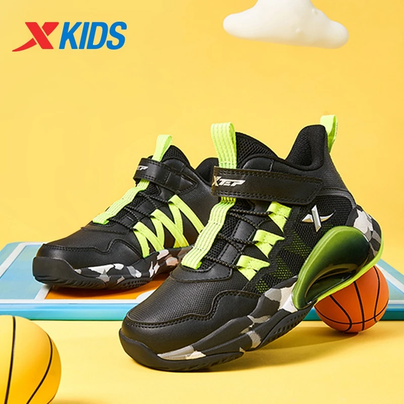 Xtep Kid's Basketball Shoes 2025 Spring Unisex Mesh Breathable Leather ...