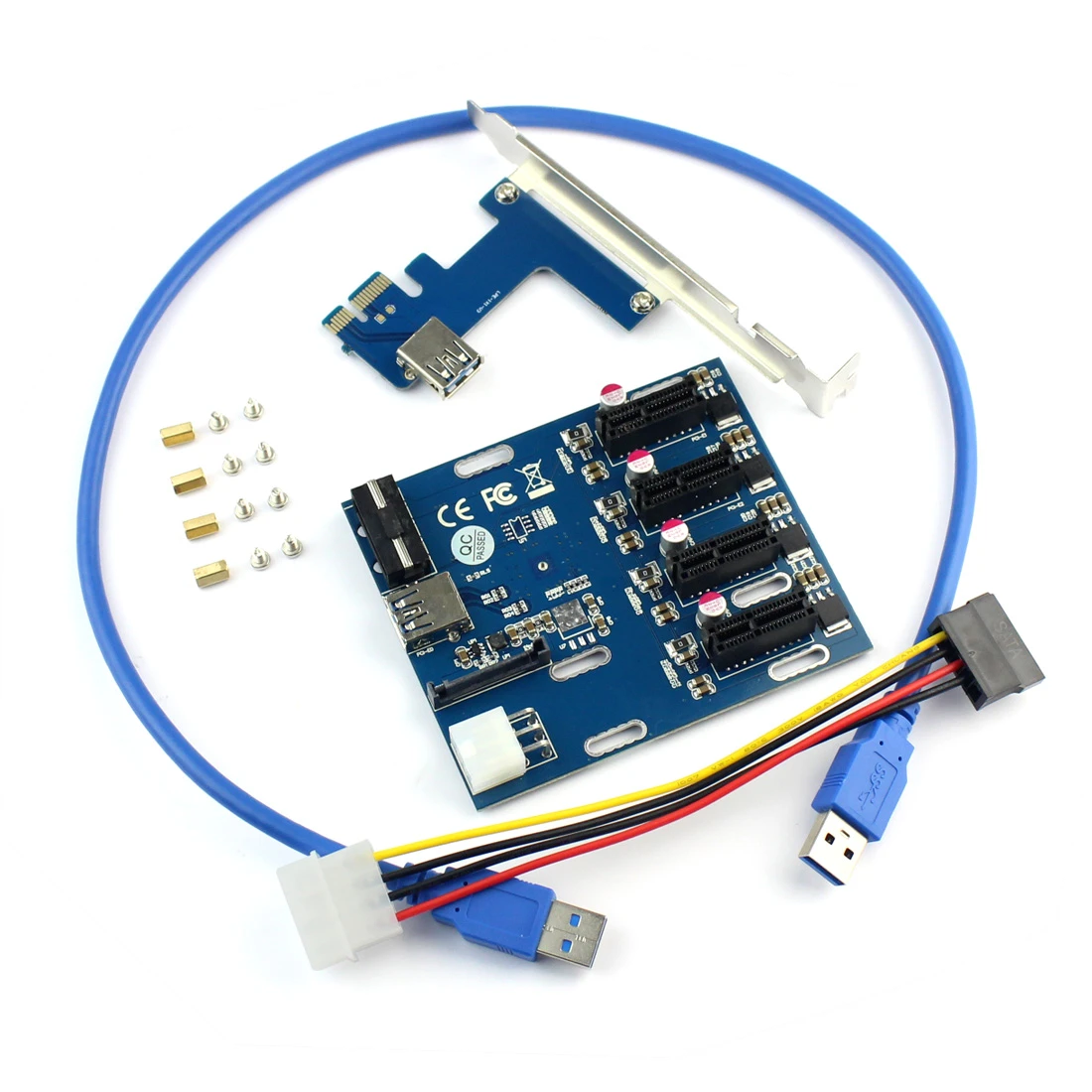 Xt-xinte Pcie To Pci Express 1to 4 Slot Riser Card Mini Itx To External ...