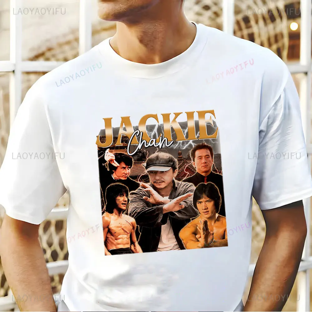Jackie Chan Cotton T Shirts Men Snake and Crane Arts of Shaolin Movie ...