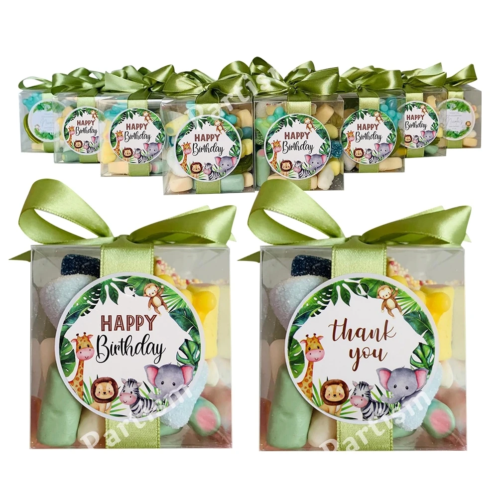 5PCS Carton Animal Candy Boxes PVC Transparent Biscuit Packaging Box ...