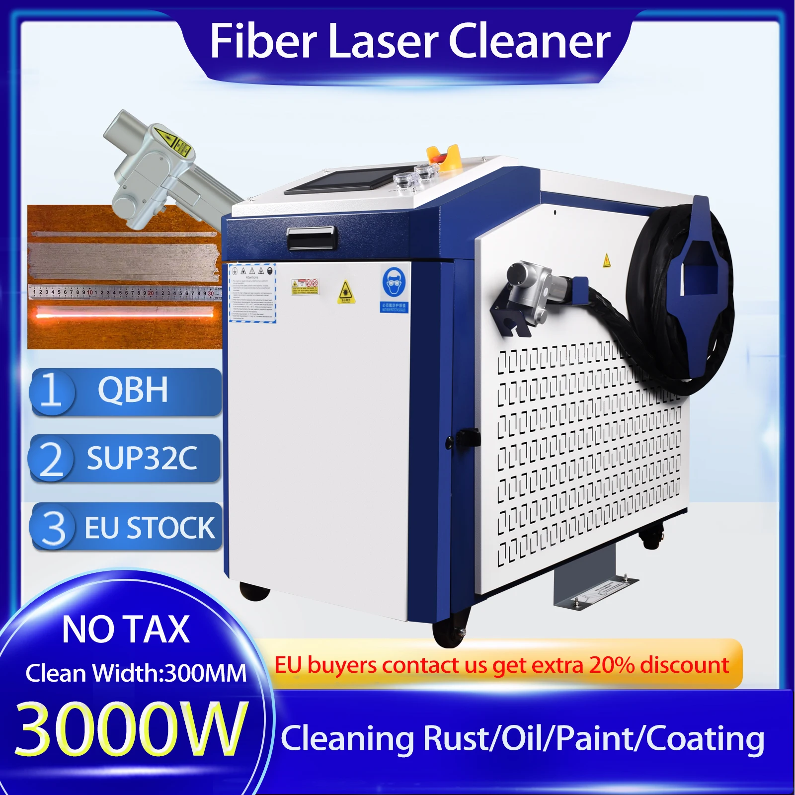 3KW Cleaning Machine Fiber Laser Cleaner 1500W/2000W/3000W Rust Removal ...