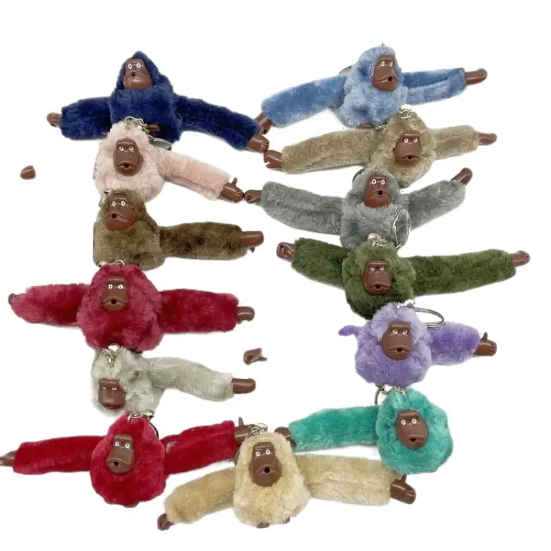 5CM Girl Cute Plush Fur Monkey Key Chain Orangutan Keychain on Pant Women Bag Car Trinket Female ...