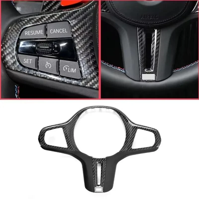 Carbon-Fiber-Car-Steering-Wheel-Panel-Decoration-Cover-Trim-For-BMW-3-4 ...