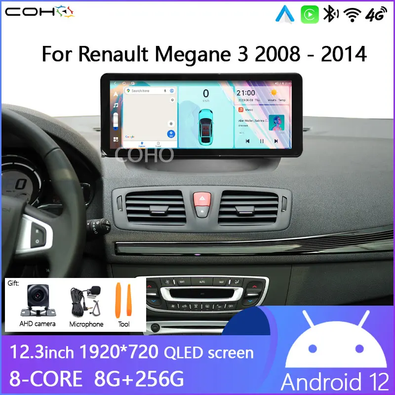 Android12-12-3inch-For-Renault-Megane-3-Fluence-Samsung-SM3-2008-2014 ...