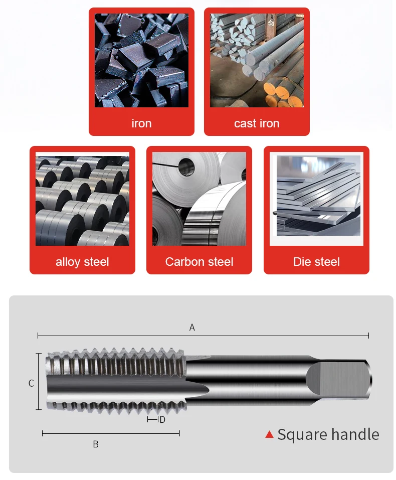 Clé et douille,taraud à filetage pour main droite,2 pièces,HSS,Machine,taraud à vis métrique ...
