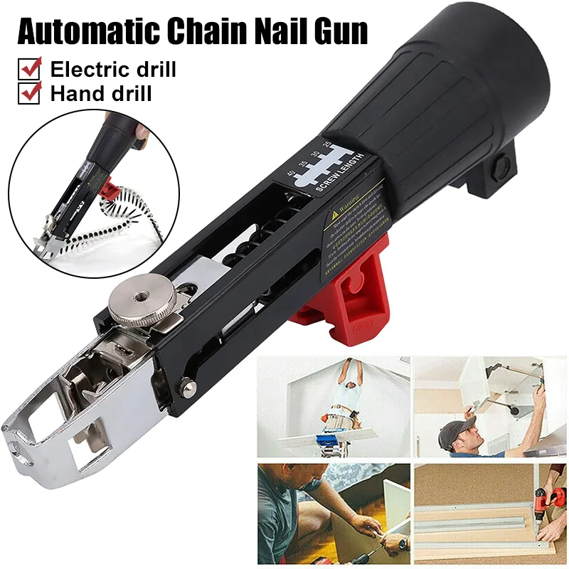 Automatic-Chain-Nail-Gun-Adapter-Electric-Screw-Gun-Rechargeable-Self ...
