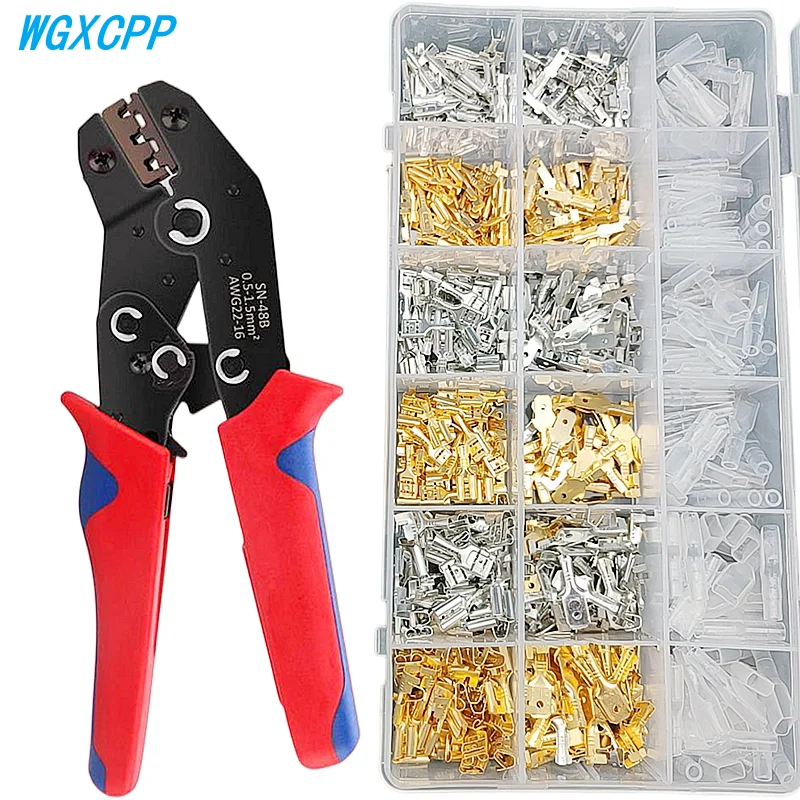 Terminal de crimpado, 2,8/4,8/6,3mm, hembra y macho, Conector de Cable ...