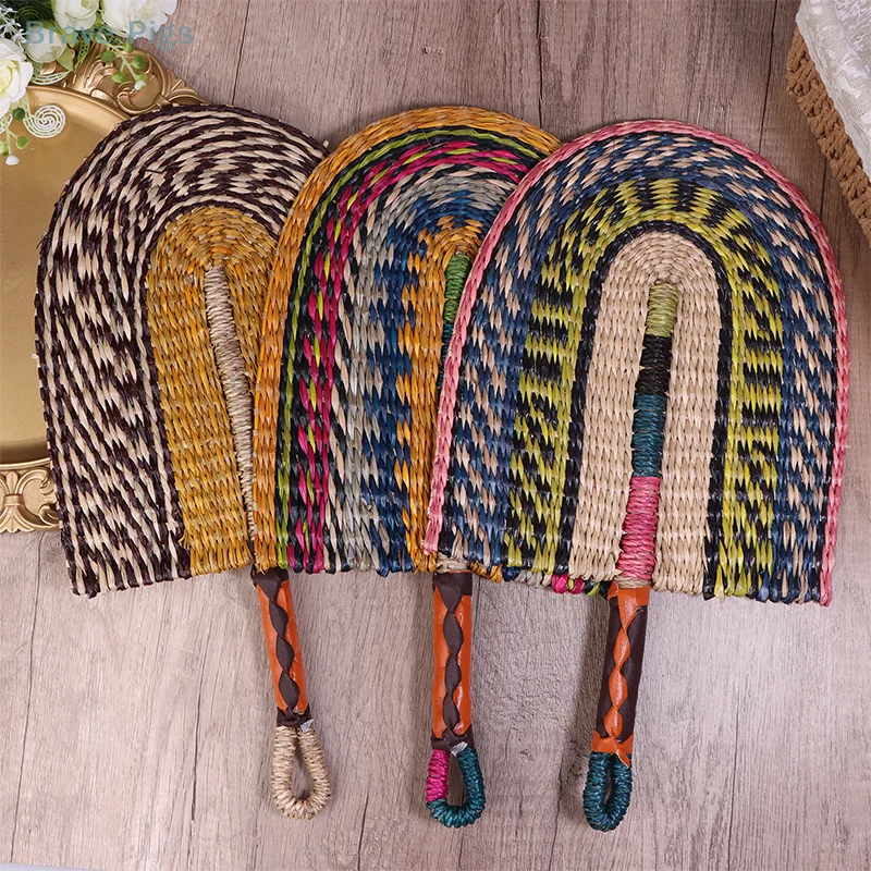 Handmade-Woven-Straw-Cooling-Grass-Fan-Nordic-Hanging-Decora-es-para ...