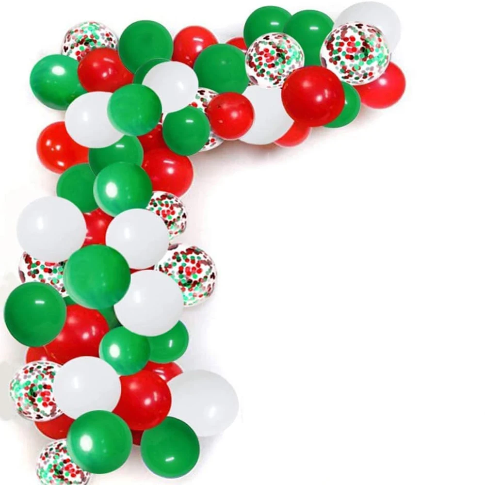 67Pcs Balloon Garland Arch Kit White Green Red Confetti Latex Balloons ...