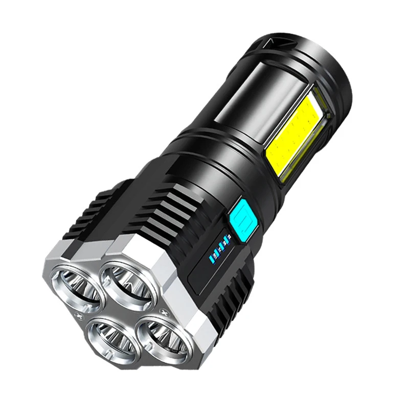 Linterna Led brillante multifuncional de 4 núcleos, luz lateral COB ...