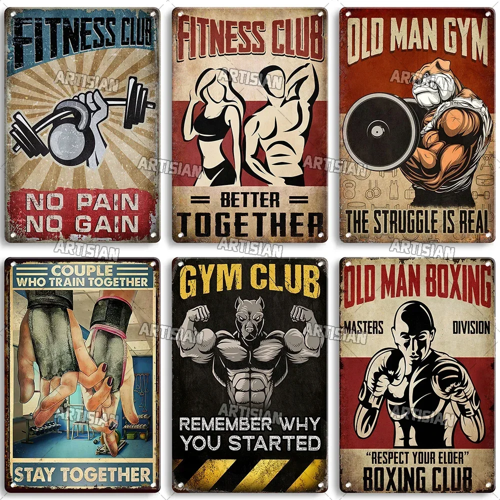 Funny-Sport-Tin-Sign-Cute-Cat-Cow-Fitness-Signage-Poster-Gym-Club-Shop ...