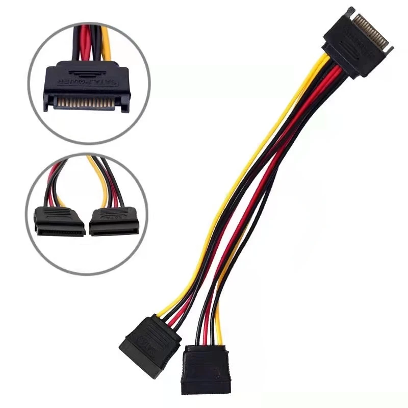 15Pin SATA Male To 2 15Pin Female SATA II Hard Disk Power Cable Y 1 To ...
