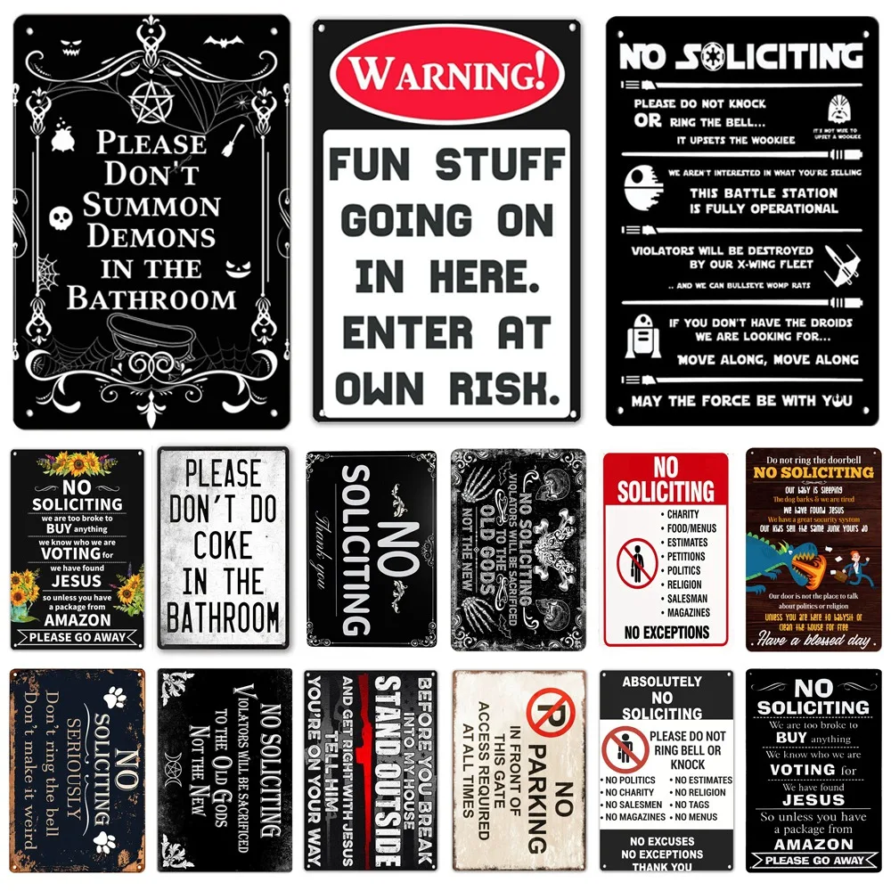 No-Soliciting-Funny-Metal-Sign-for-House-Office-Shop-Decor-Please-Do ...