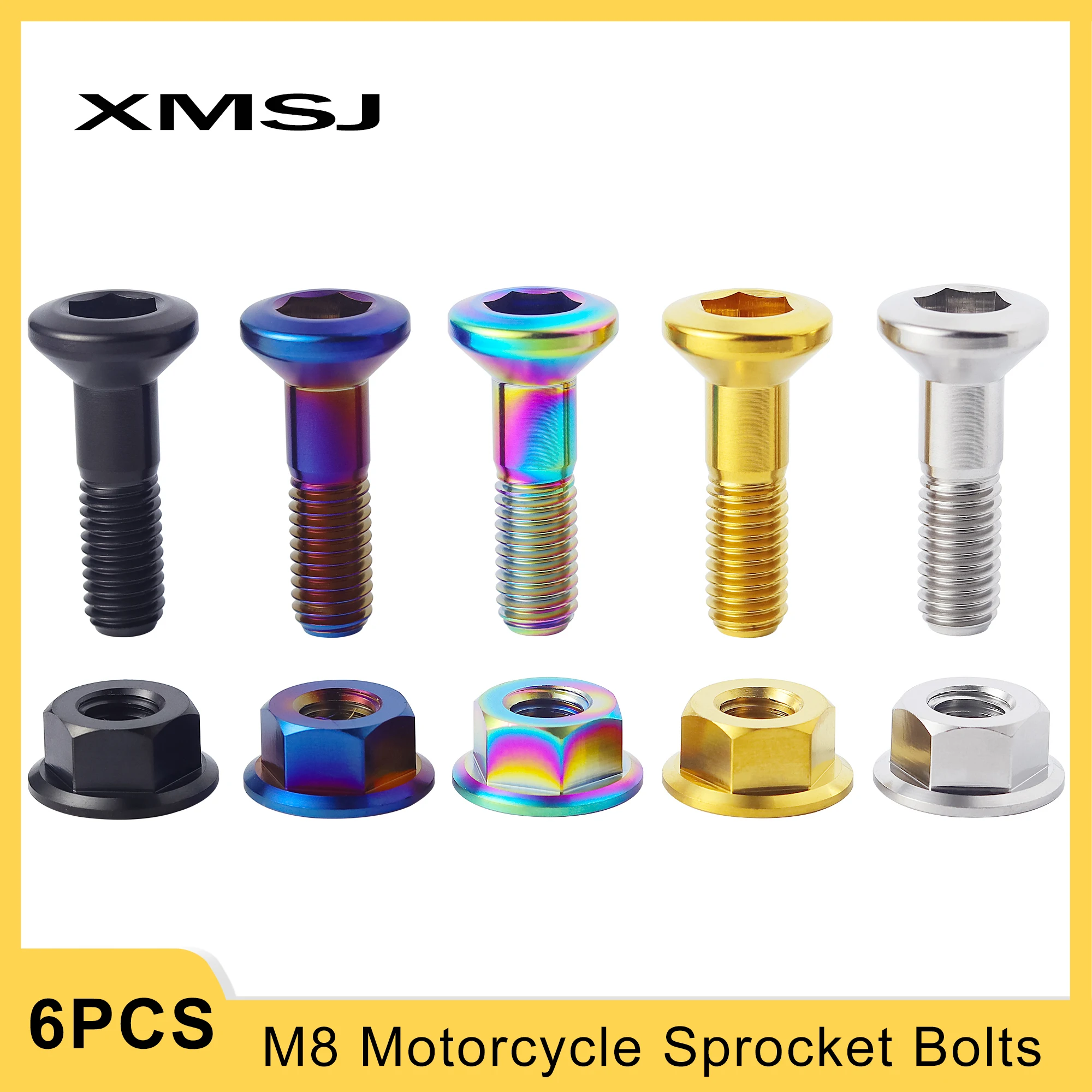 XMSJ-M8-Sprocket-Bolts-Motorcycle-Rear-Chain-Disc-Bolts-Chainwheel-Chain-Disk-Plate-Titanium ...