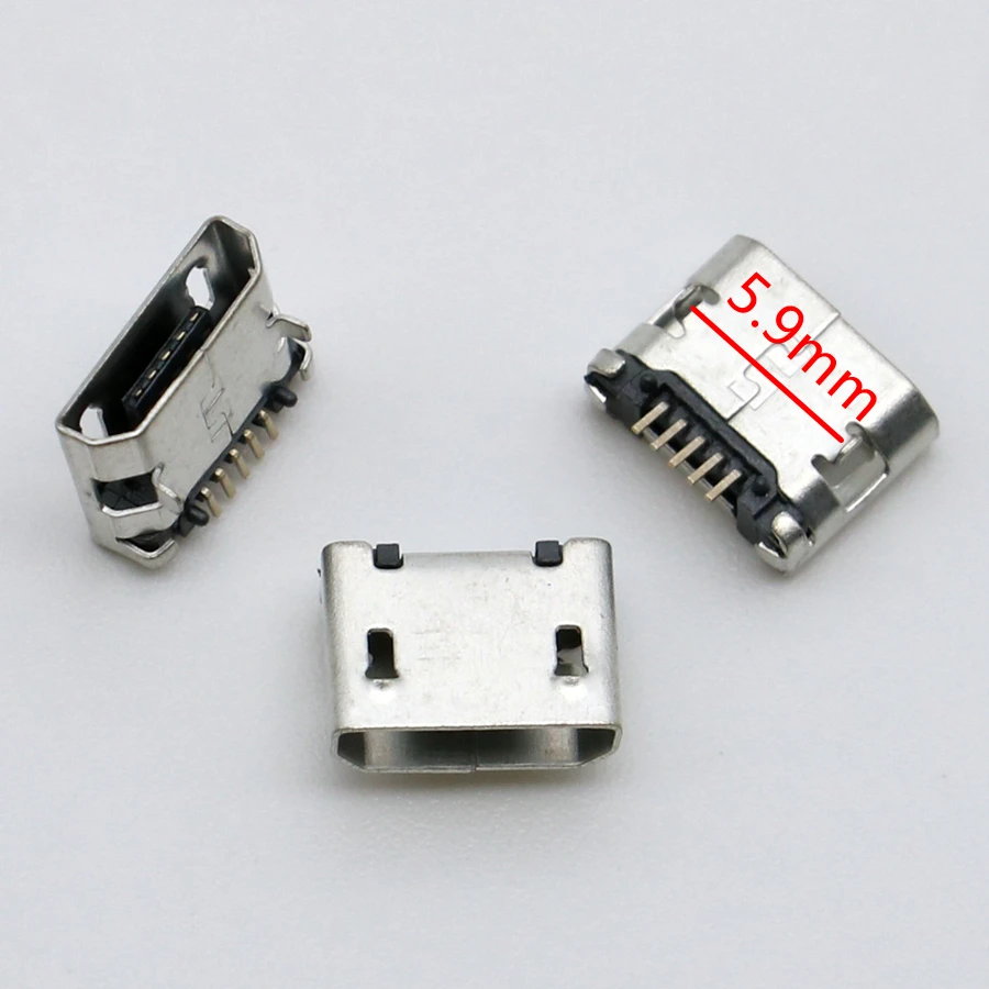 100Pcs-Micro-USB-5pin-5-9mm-DIP2-B-type-Flat-mouth-without-curling-side ...