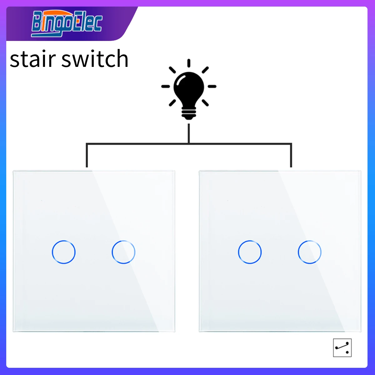 Bingoelec-1Gang-2Way-Stair-Wall-Switch-White-Crystal-Toughened-Glass ...