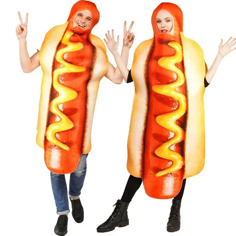 High-Quality-Couple-Costume-Halloween-Funny-Hot-Dog-Onesie-Adult-Hot ...