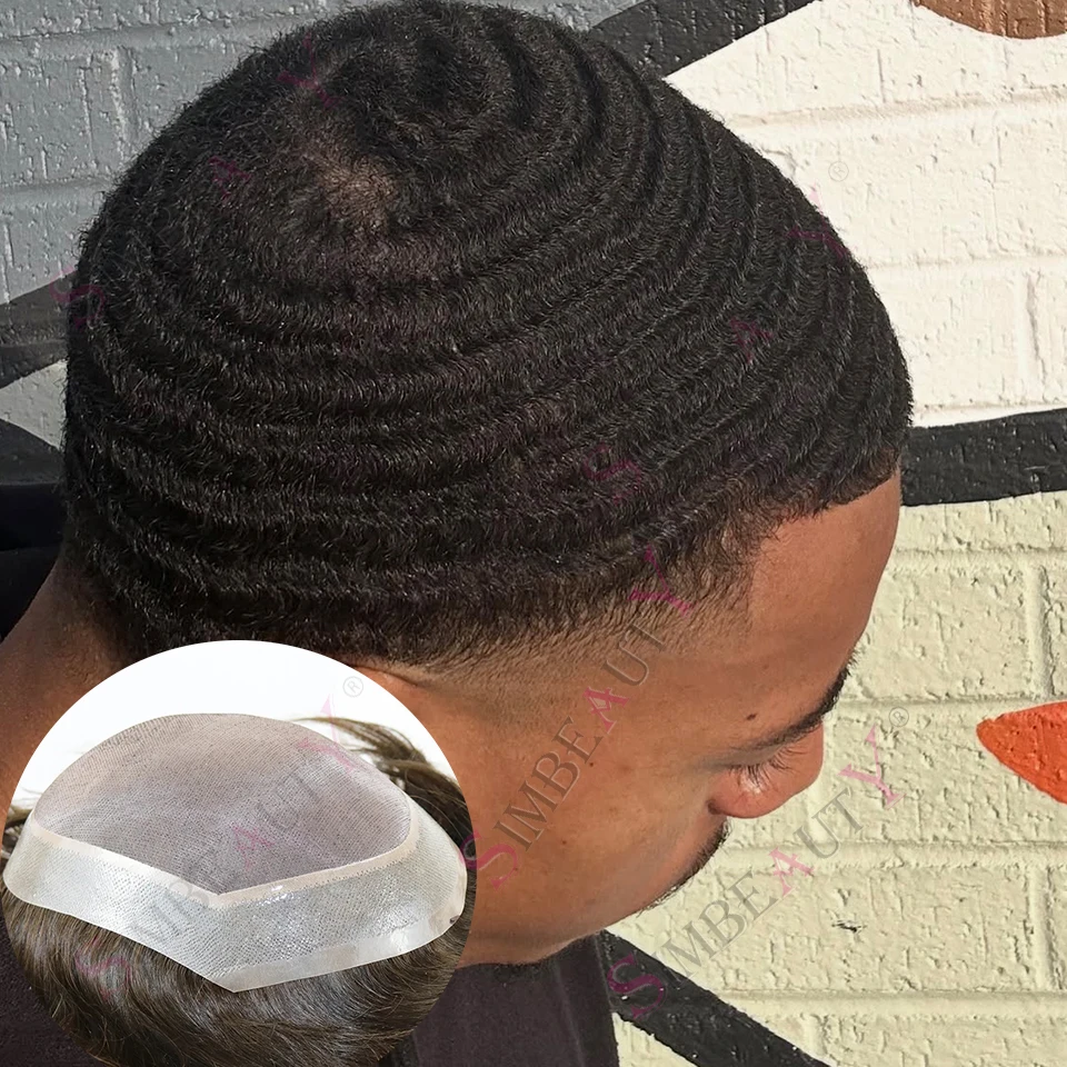 Undetectable 8mm 10mm Deep Curly Afro Man Jet Black 360 Waves Men ...
