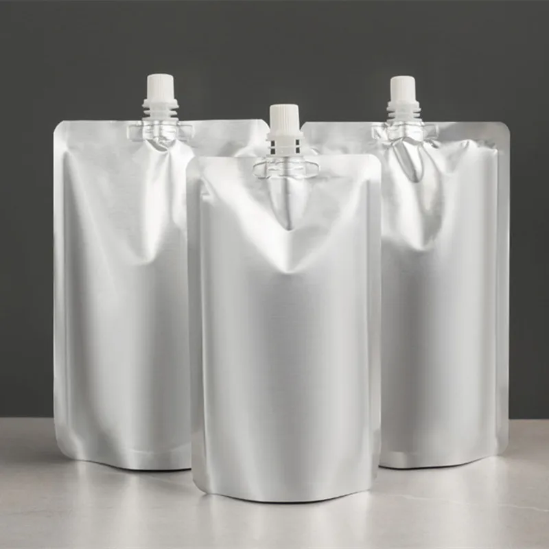 100PCS-Stand-up-Pure-Aluminum-Foil-Spout-Packaging-Bag-Thick-Water ...