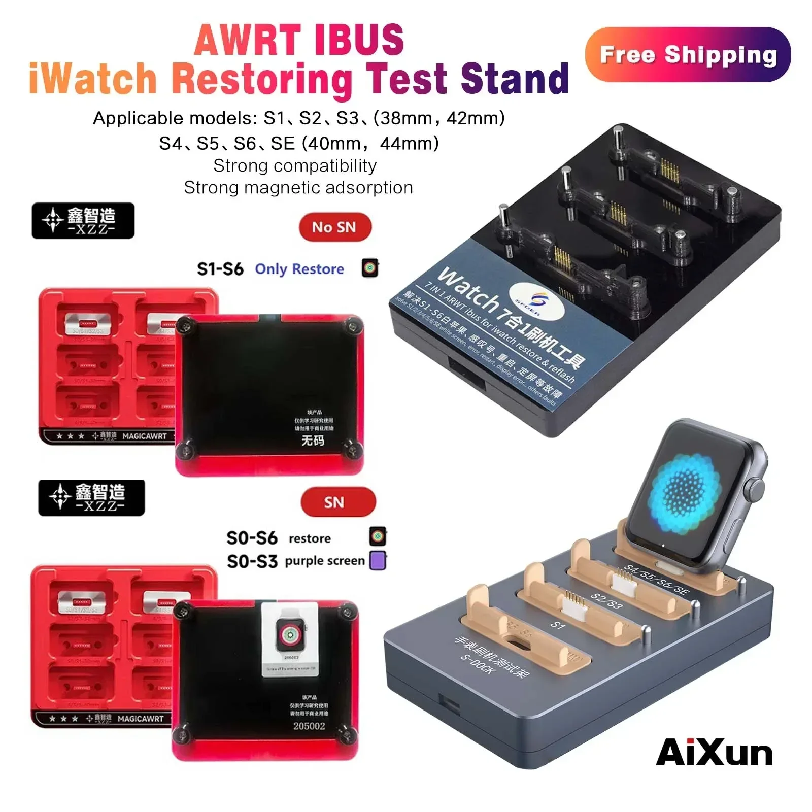 JC-Aixun-XZZ-Watch-AWRT-IBUS-Box-Adapter-Tester-One-Key-into-DFU-Purple ...