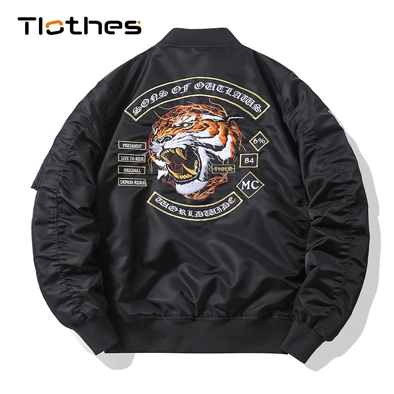 Bomber Jacket Tiger Embroidery | Men Bomber Jacket Embroidery ...