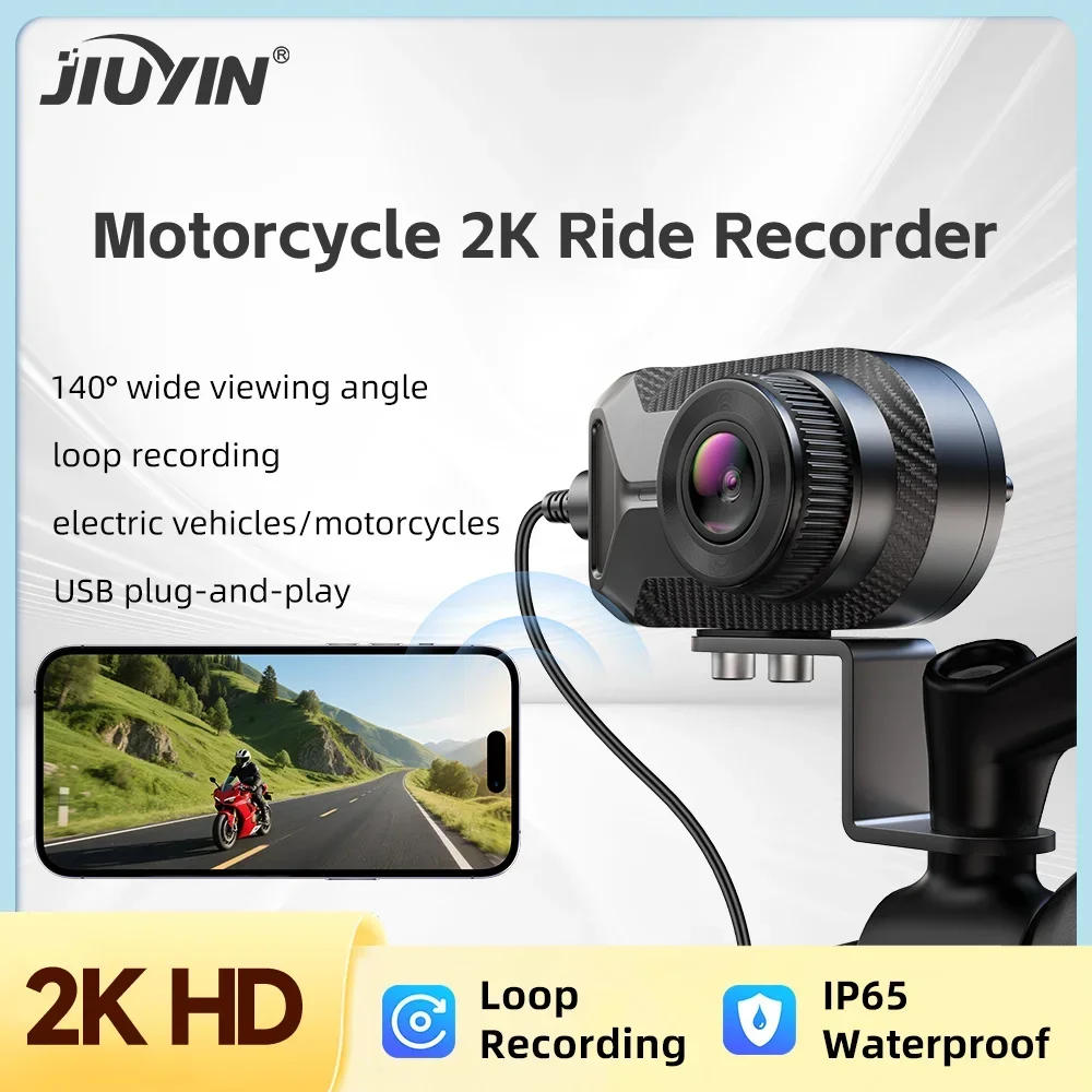 2K HD Motorcycle Camera WiFi DVR Dash Cam IP65 Waterproof 140° Wide ...