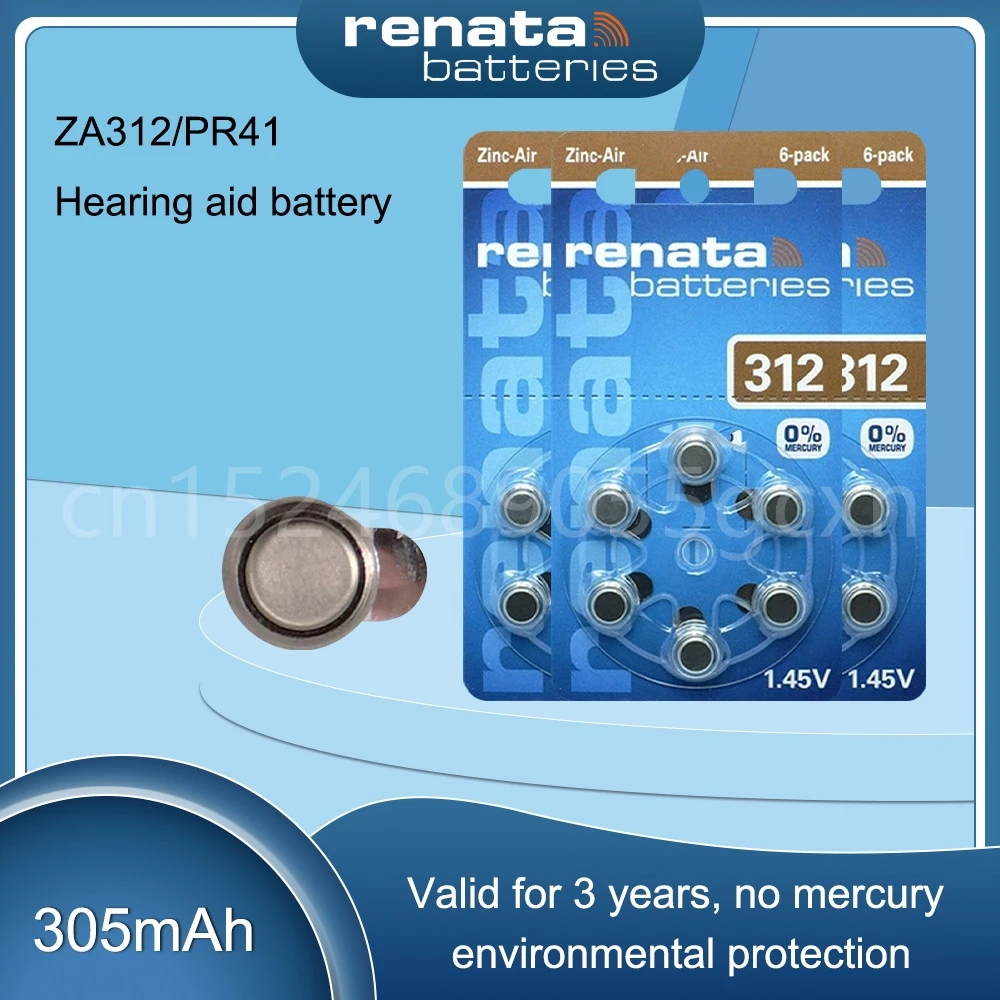 Renata-312-312A-A312-P312-PR41-1-45V-Zinc-Air-Batteries-For-Hearing-Aid ...