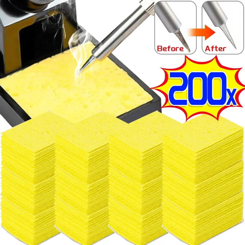 Soldering-Iron-Yellow-Sponge-Solder-Tip-Cleaning-Sponges-Cleaner-Pads ...