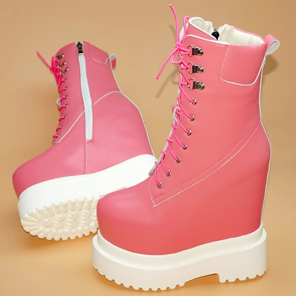 Winter Size 41 Shoes Thick Platform Pumps Women Pink Rose Genuine ...