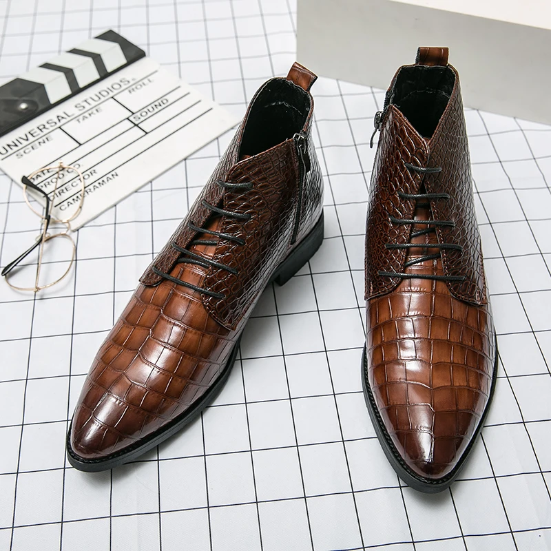 MPS-1036 Spring Chelsea Men Leather Lace Up Ankle Boots – Jekhanei.Com