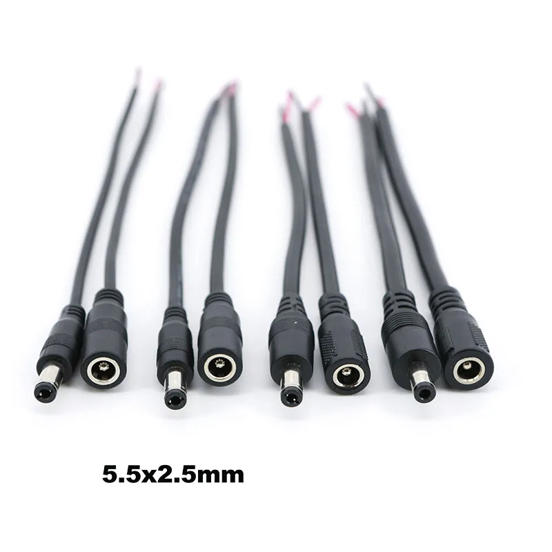 5.5MM x 2.5MM 2pin DC Male female 22/20/18/16awg Power Connector Plug ...