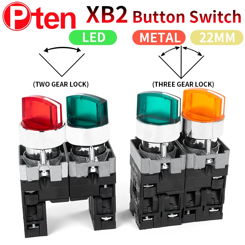 XB2-LED-Button-switch-self-reset-knob-head-22mm-start-1NO-NC-Momentary ...