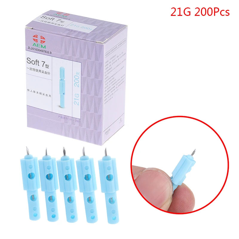 200Pcs-21G-Soft-Blood-Glucose-Medical-Collecting-Lancet-Needles ...