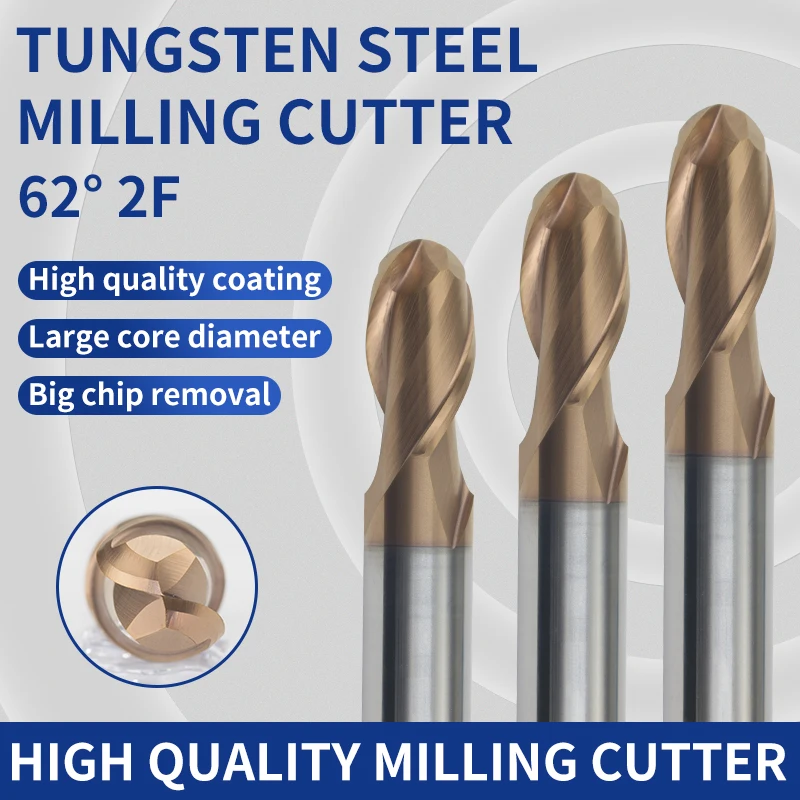 Tungsten-Steel-Ball-End-Milling-Cutter-Carbide-Cutter-CNC-Tool-2-Flute ...