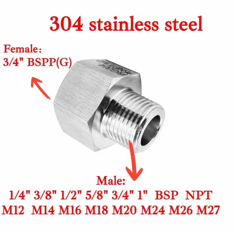 G3/4" BSPP Female To Male M12 14 16 1/4" 3/8" 1/4"BSP NPT Hex Reducer ...