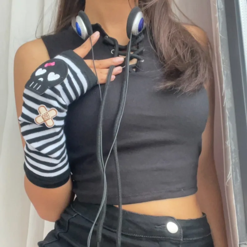 Gothic-Knitted-Y2k-Girl-Punk-Sunscreen-Gloves-Harajuku-Emo-Arm-Warmers ...