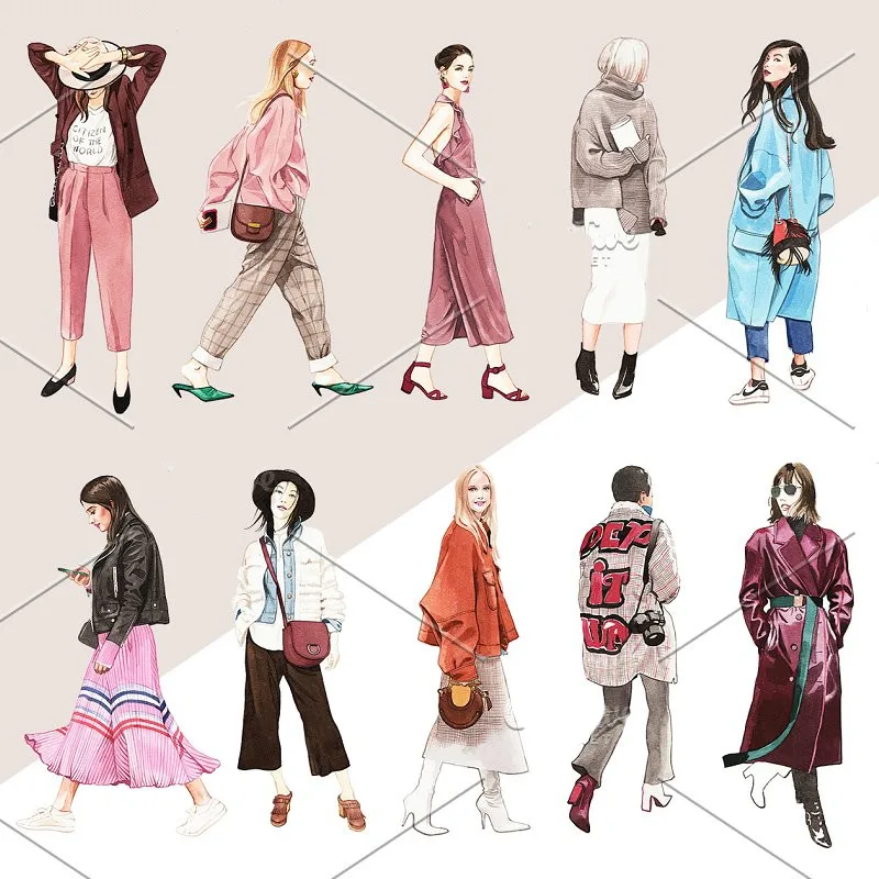 22Pcs/Pack Fashion Street Girls Ladies Sticker DIY Craft Scrapbooking ...