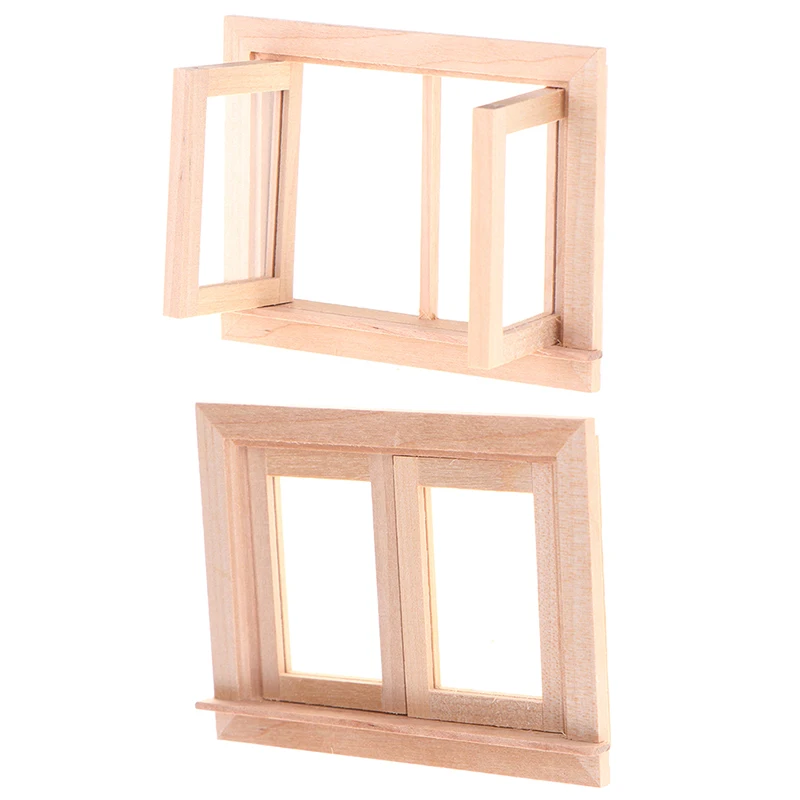 1-12-Dollhouse-Miniature-Wood-2-Pane-Window-Frame-DIY-Furniture ...