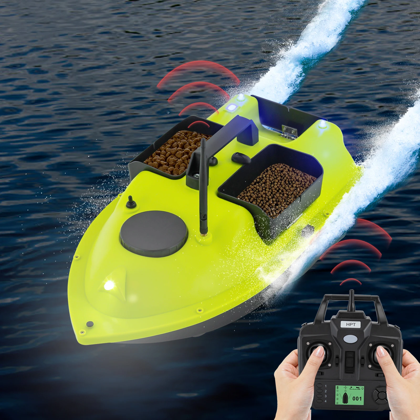 600m Mini Fishing Bait Boat with GPS 5200mAh Fishing Bait Boat+2 ...